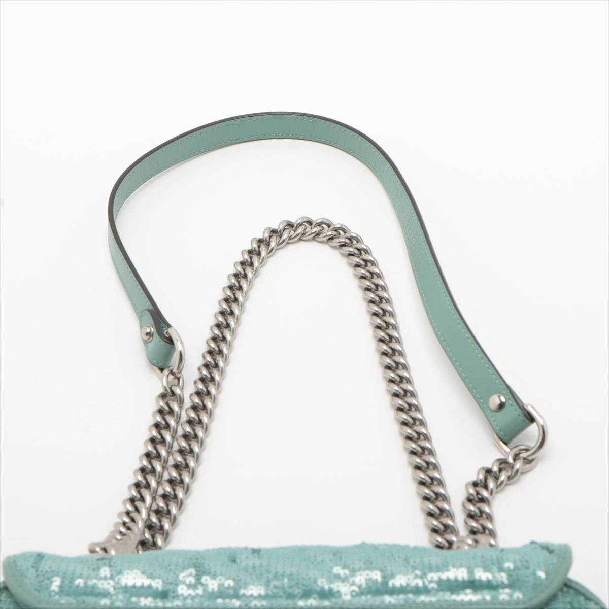 グッチ GGマーモント スパンコール×レザー チェーンショルダーバッグ